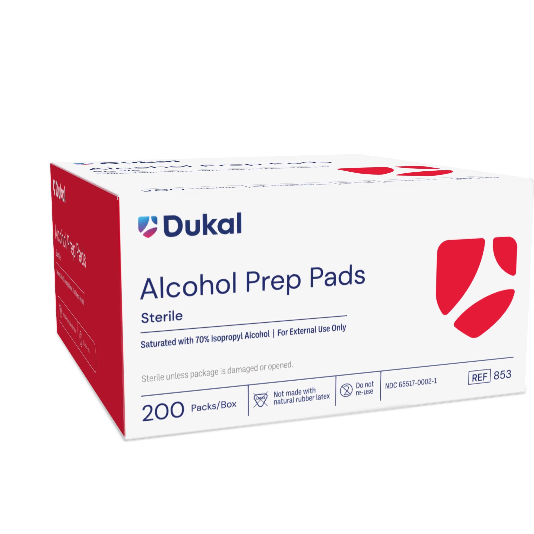 Dukal Alcohol Prep Pads, Medium, Sterile, 2.5 long x 1.25 wide unfolded ...