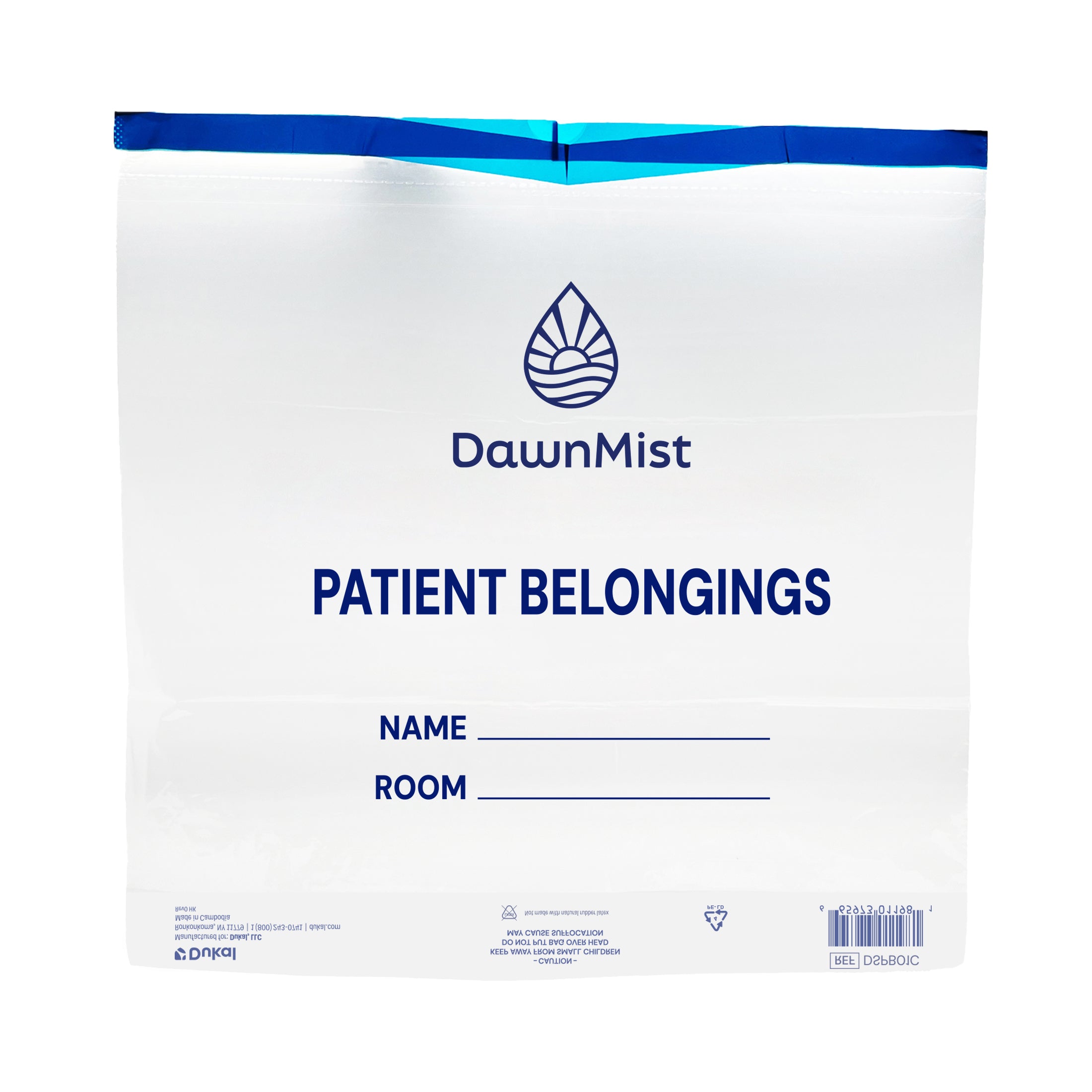 Dukal Dawn Mist Drawstring Patient Belonging Bag, 1.4 mil Thick, 20 W x ...