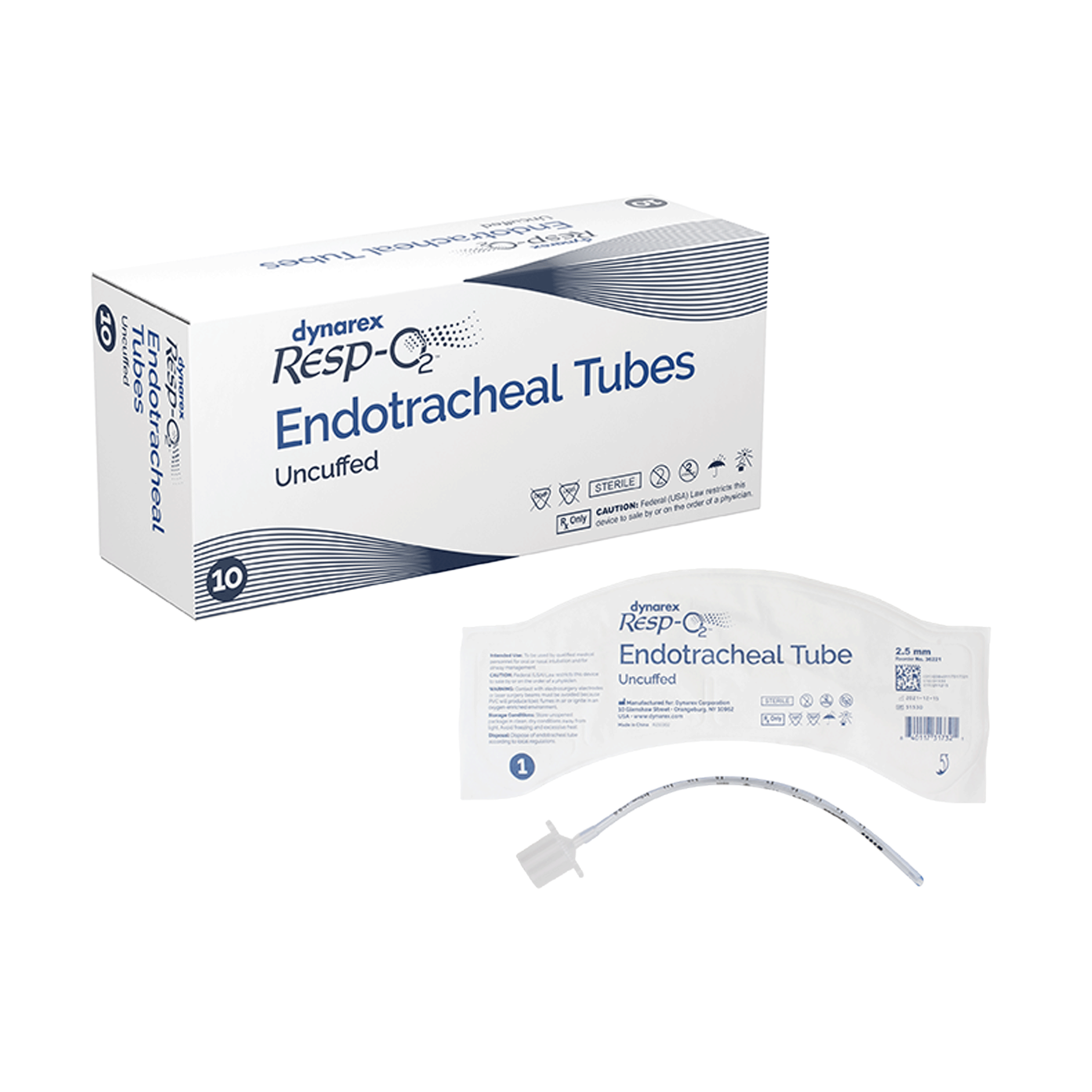 Resp-O2, Endotracheal Tubes - Uncuffed, 2.5 mm, Box (36221) – MDSupplies